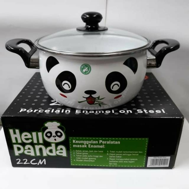 22cm Enamel Pan with Glass Lid Panda Maspion | Shopee Singapore