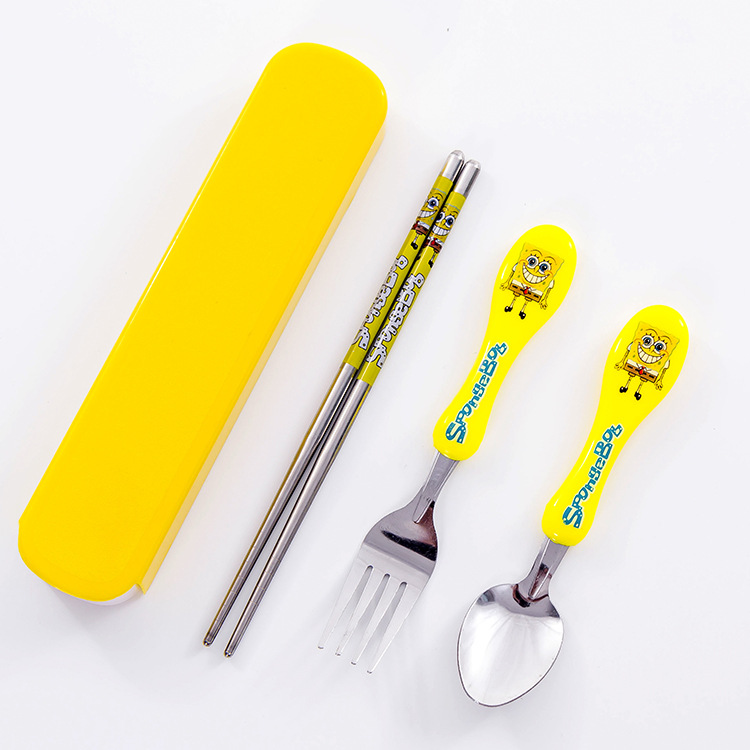 3IN1 Cute Kids Cutlery Set with Utensil Organizer, Portable Chopsticks ...