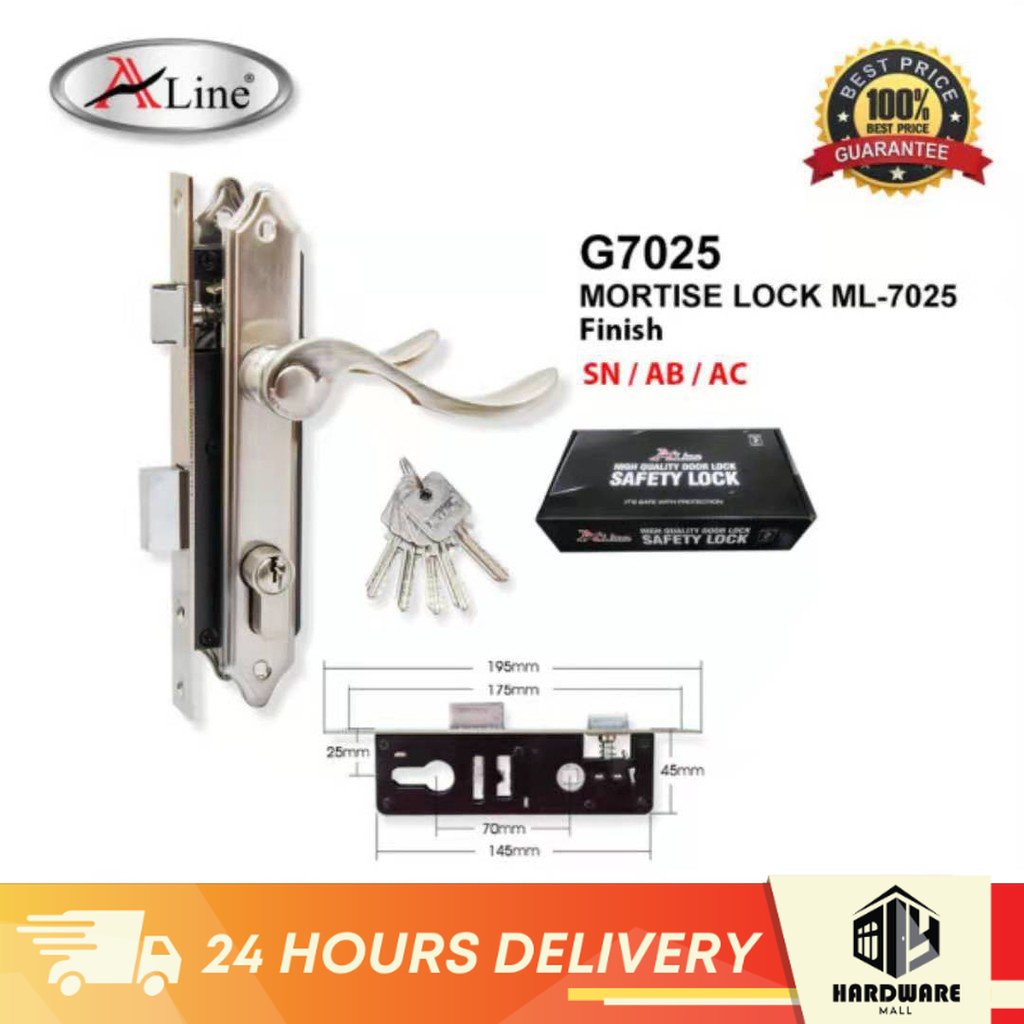 ALINE G-7025 Mortise Door Lever Handle Lock Kunci Pintu Rumah Wood ...
