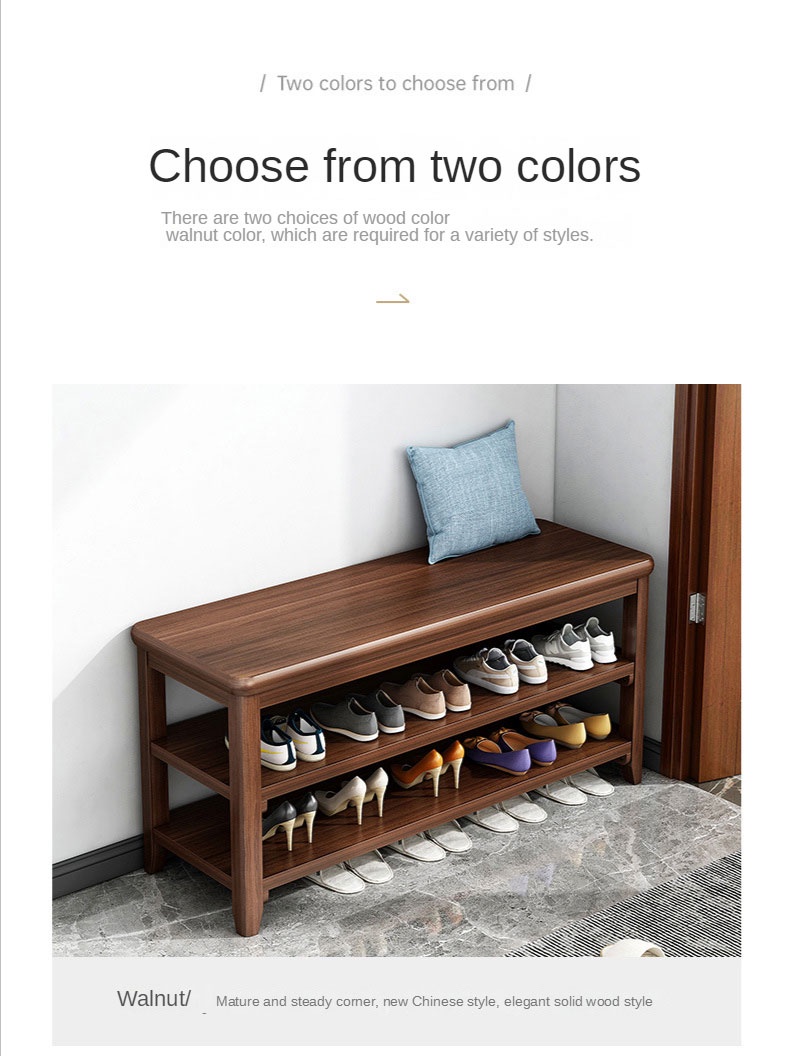 [Ready Stock]Solid wood shoe changing stool: a bench that integrates a ...