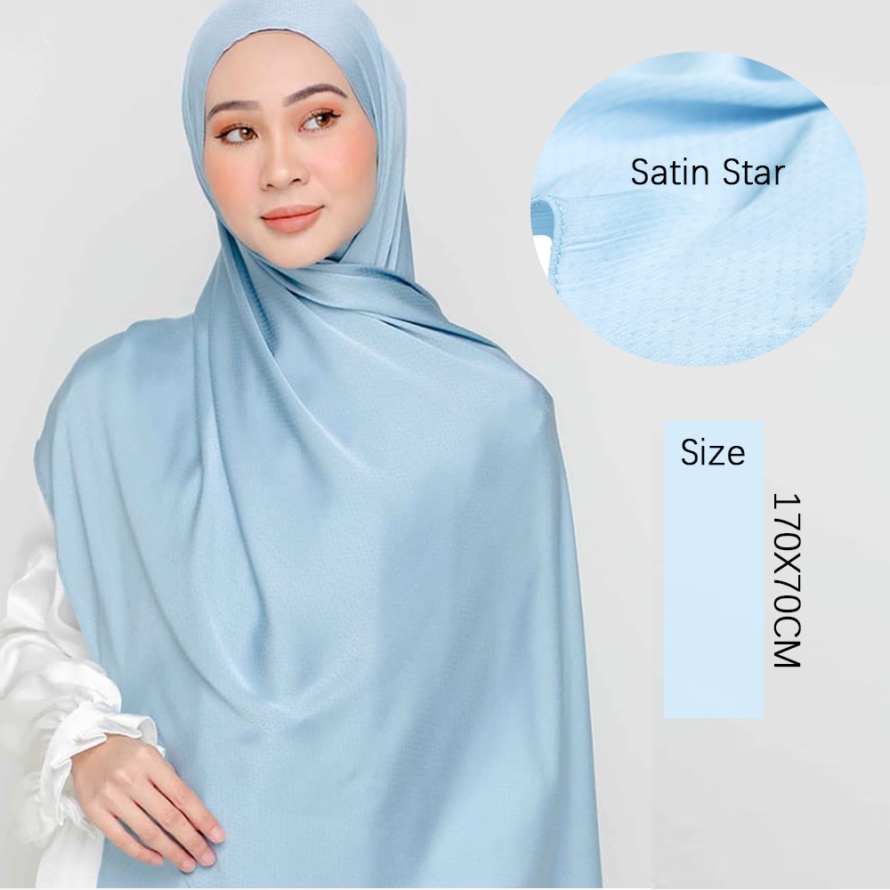 Thick Hijab SATIN SILK STAR TEXTURED HIJABS TUDUNG SHAWL // Tudung Shawl Satin Muna Star ...