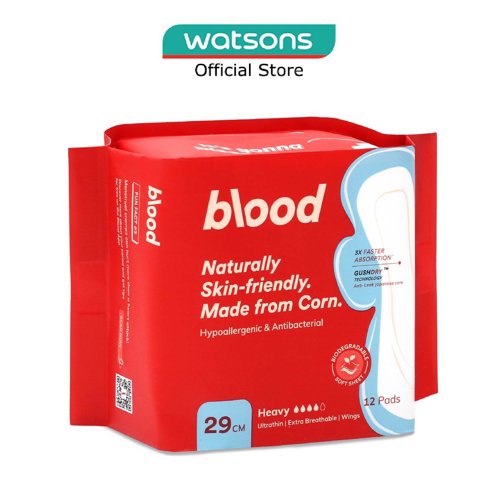 BLOOD Hypoallergenic & Antibacterial Ultrathin Sanitary Pad Wings Heavy ...