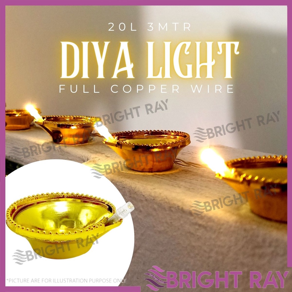 GOLDEN 20L Deepak Diya LED Fairy String Light Home Diwali / Deepavali Light festival Decoration ...
