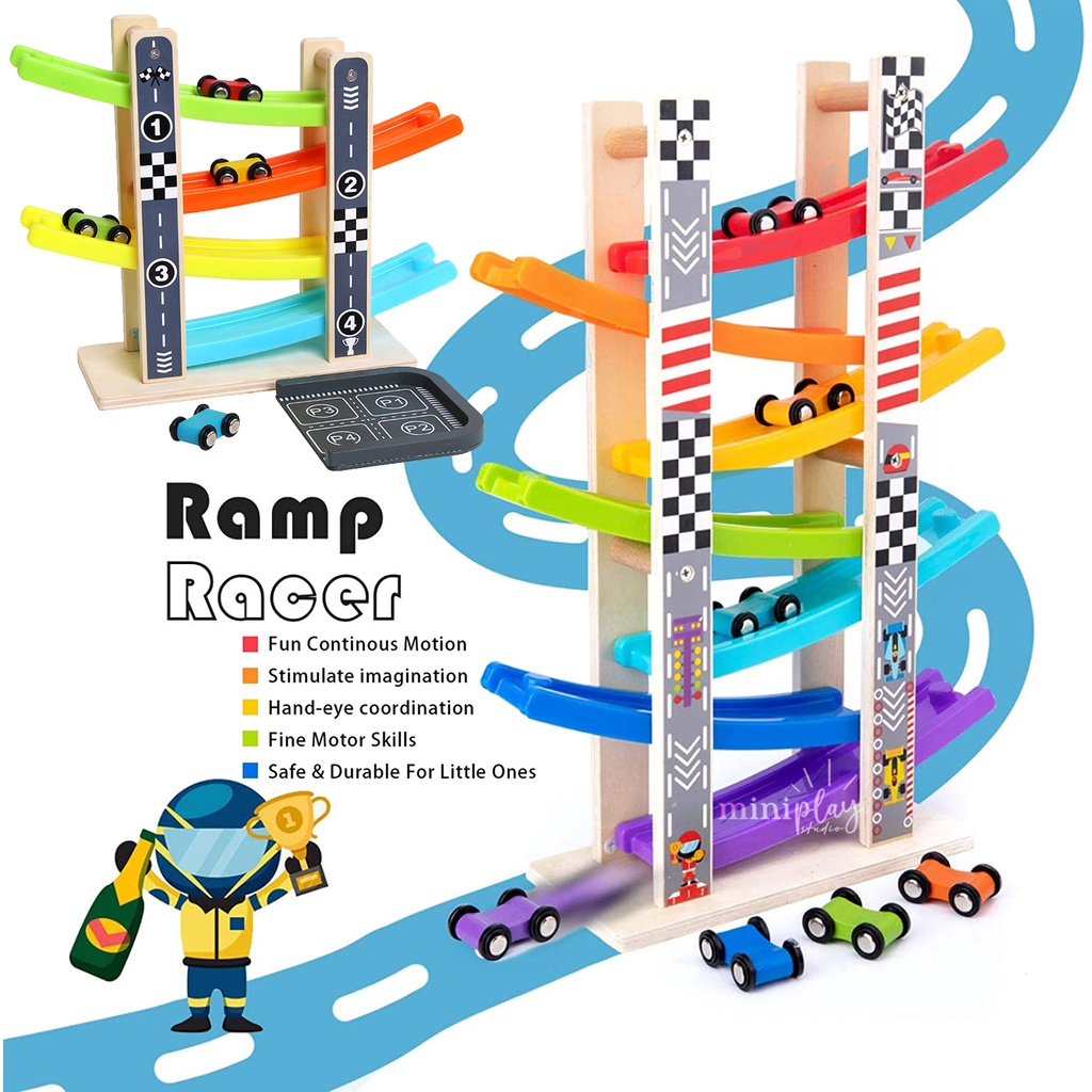🏎️ SG LOCAL STOCK 🚗 Car Track Race Ramp Racer Wooden Cars Kids ...