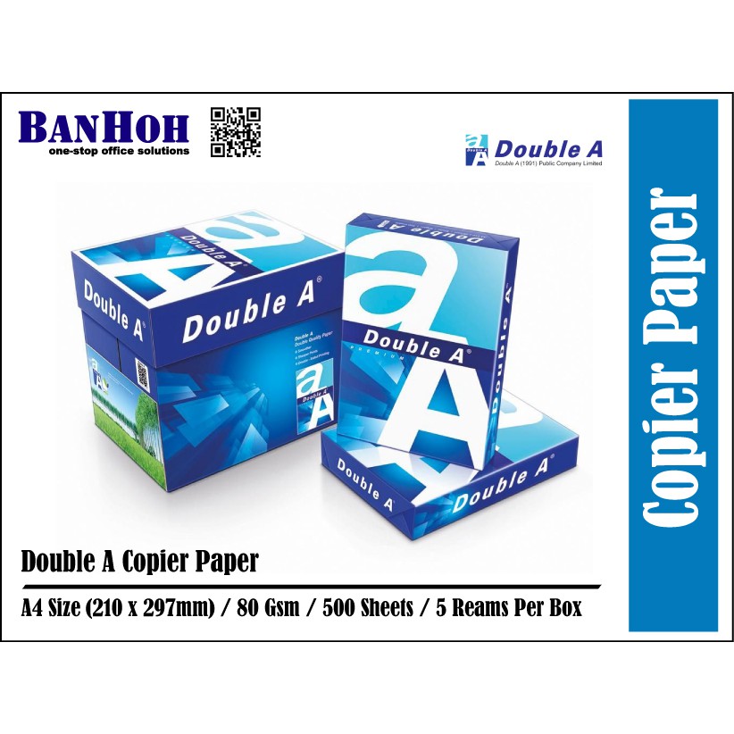Double A A4 Paper 80Gsm Copier Paper 500's (5 Reams/Box) | Shopee Singapore