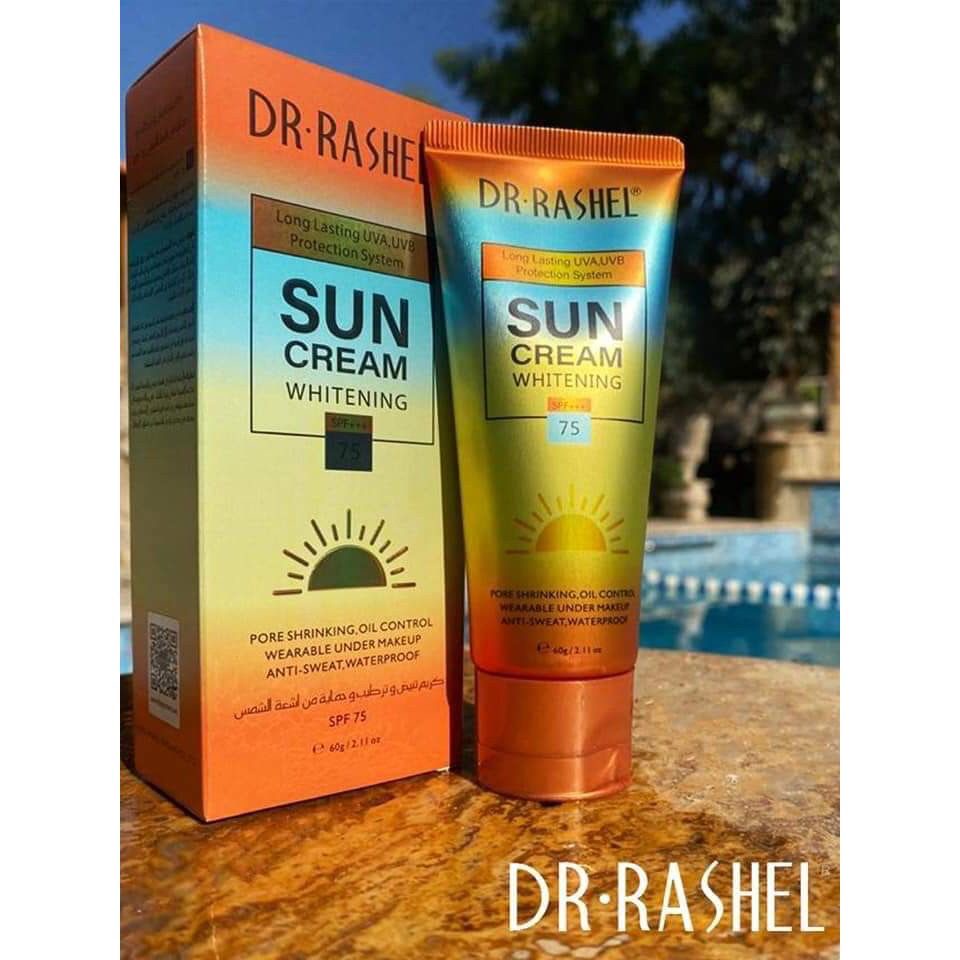 Dr Rashel Sun Cream SPF 75+++ WHITENING Por Shrinking Anti-Sweat 60g ...