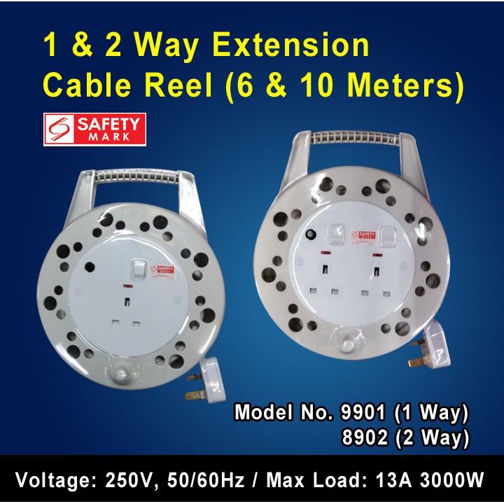 1 and 2 WAY EXTENSION CABLE REEL (6 & 10 METERS) | Shopee Singapore