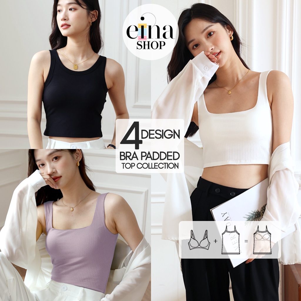 Einashop Bra Padded Top Collection 4 Designs SG Ship tank top crop top bra padded cropped top ...
