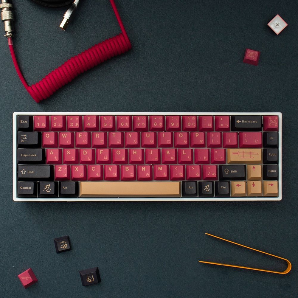 129 Keys PBT Keycap DYE-SUB Cherry Profile Red samurai KeyCaps For ...