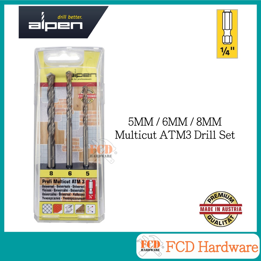 ALPEN 5mm 6mm 8mm Multicut ATM3 Drill Set ( 3pcs ) | Shopee Singapore