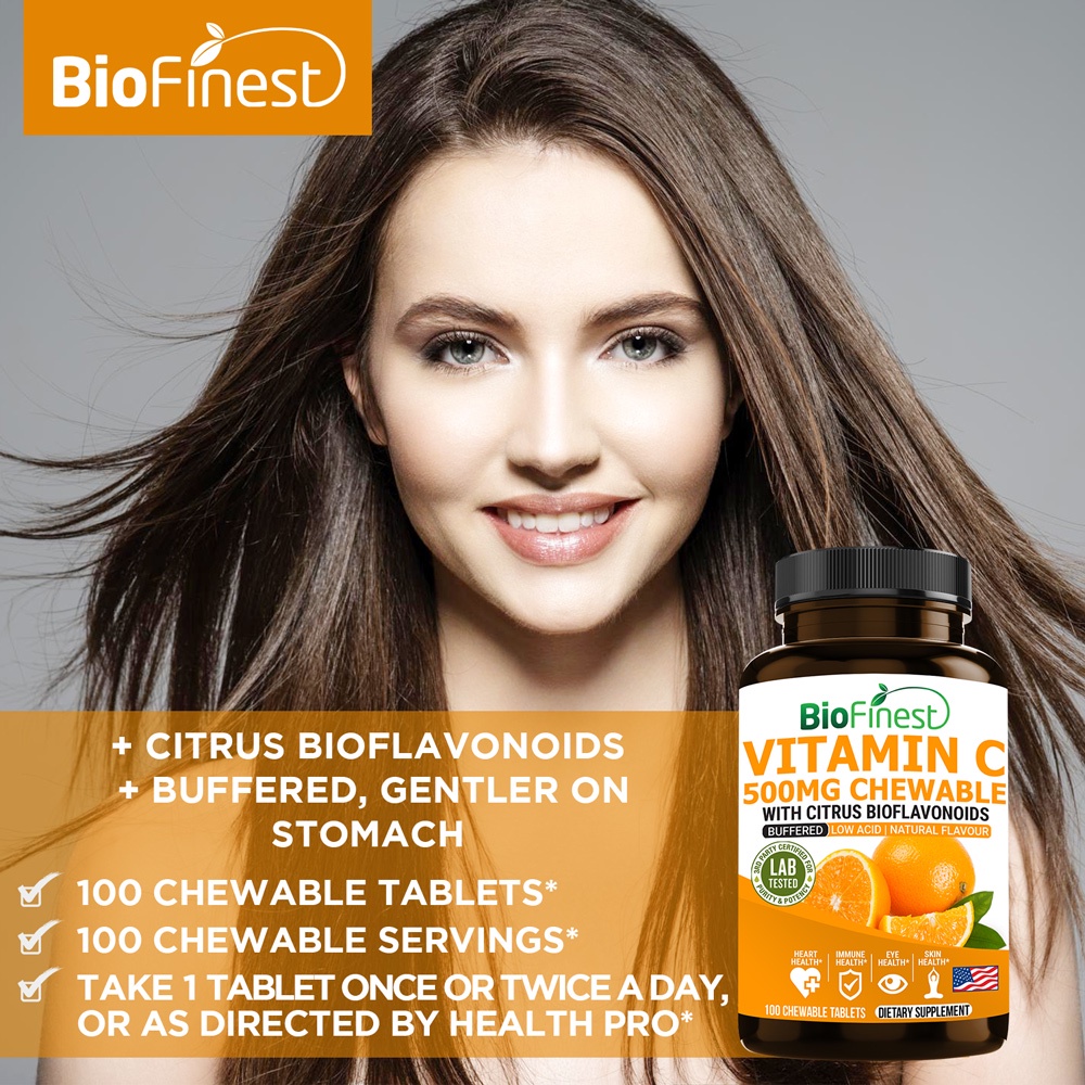 Biofinest Buffered Vitamin C 500mg - Antioxidant Citrus Bioflavonoids ...