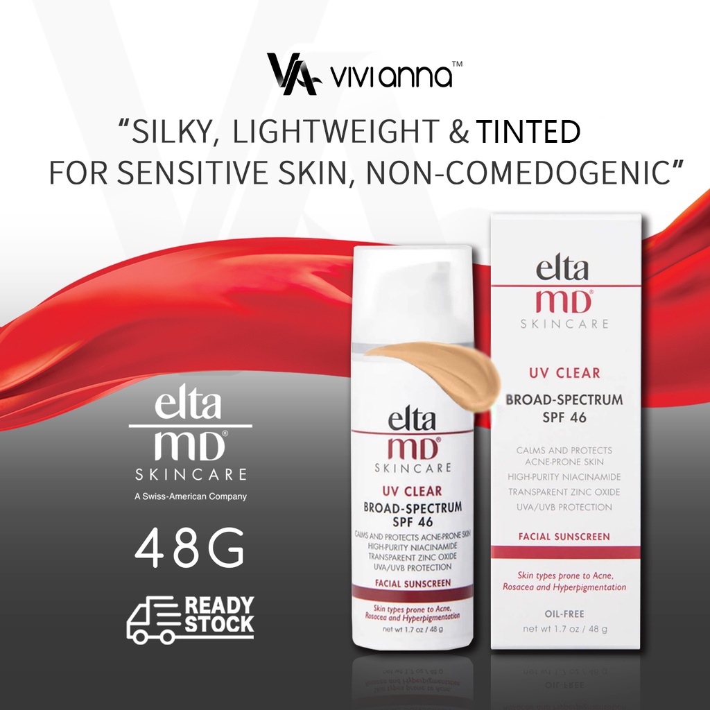 RAYA 2025 USA Elta MD Facial Tinted Sunscreen 48g SPF46 Sensitive Acne ...