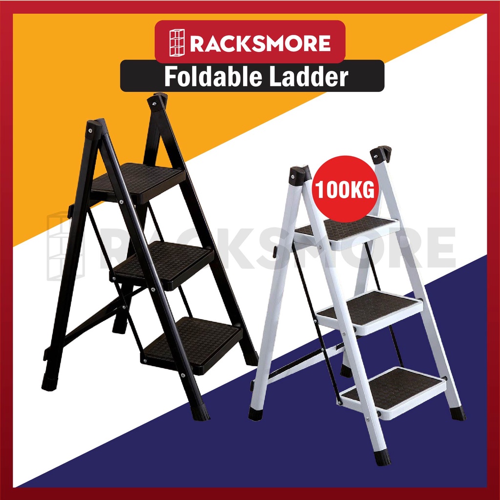 RACKSMORE [High Quality] Foldable Ladder 3 Step Ladder Steel Ladder ...