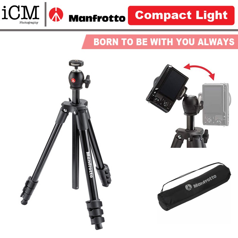 Manfrotto Compact Light Aluminum Tripod (Black) | Shopee Singapore