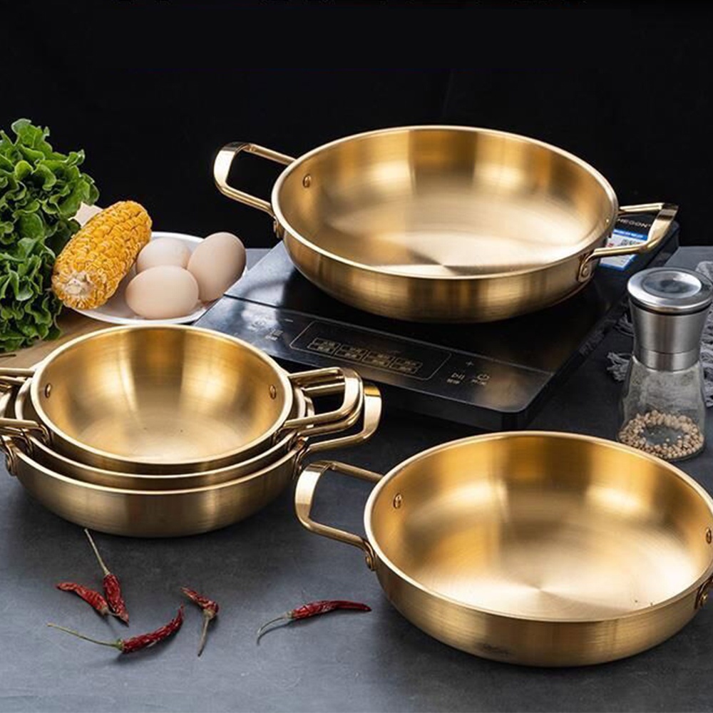 【SG】Korean Stainless Steel Noodle Pot Everyday Pan Ramen Golden ...