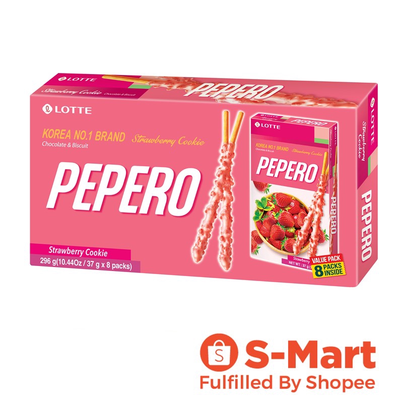 Lotte Strawberry Pepero Big Pack 296g - Ole Ole (Halal) | Shopee Singapore