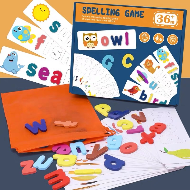 Spelling Games Wooden English Alphabets Letter Learning Toy Goodie Bag ...