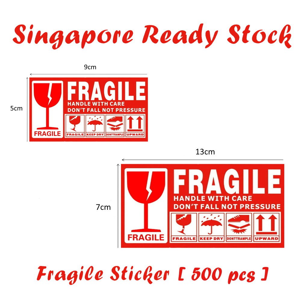 [Quality] 9x5cm & 13x7cm Fragile Stickers / Fragile Shipping Labels ...