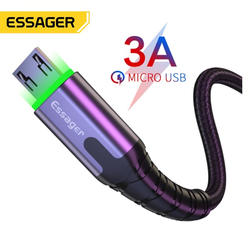 Essager 3A Micro usb Fast Charge Data Cable with LED Light for Android ...
