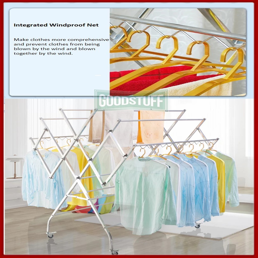 RAK SIDAI BAJU RAK AMPAI BAJUOUTDOOR 3V FOLDABLE STAINLESS STEEL CLOTH ...