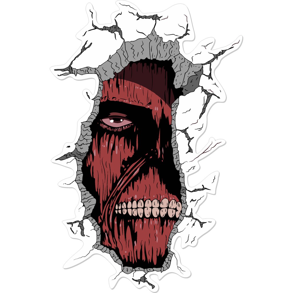 Sticker Attack On Titan Colossal Peeking Wall Shingeki No Kyojin ...