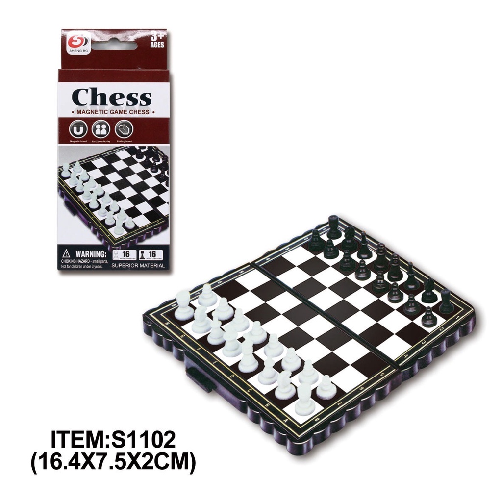 Portable Magnetic Chess Set Board Game Snake and Ladders Airplane Black ...