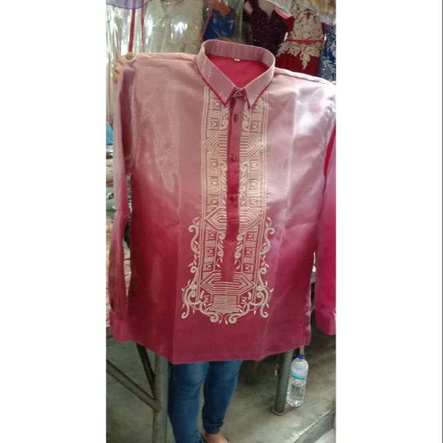 Modern BARONG TAGALOG Maroon Monocromatic barong | Shopee Singapore