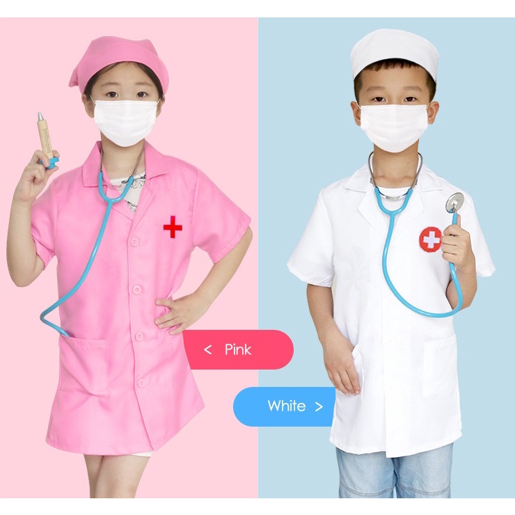 Unisex Kids Doctor Nurse Uniforms Role Play Costume for Girl Boys Nurse ...