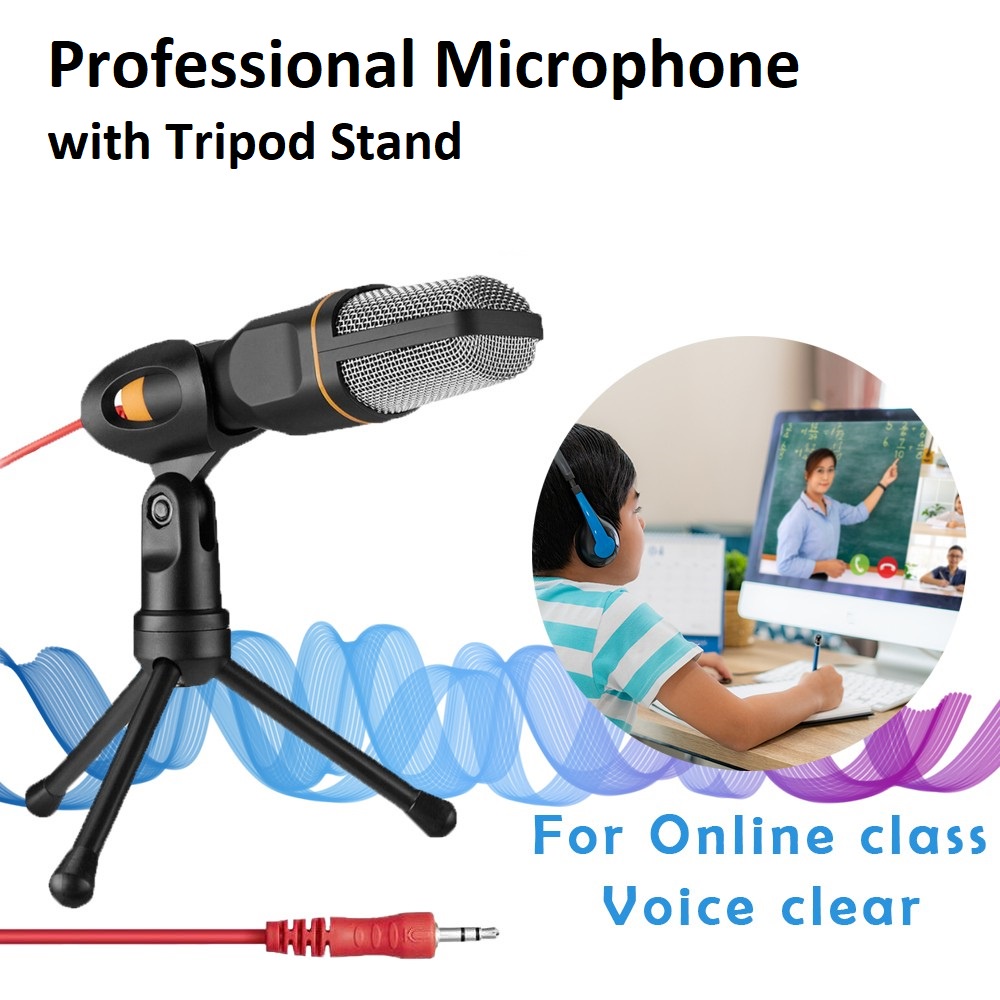 Condenser Microphone Professional with Tripod Stand Audio Stereo ...