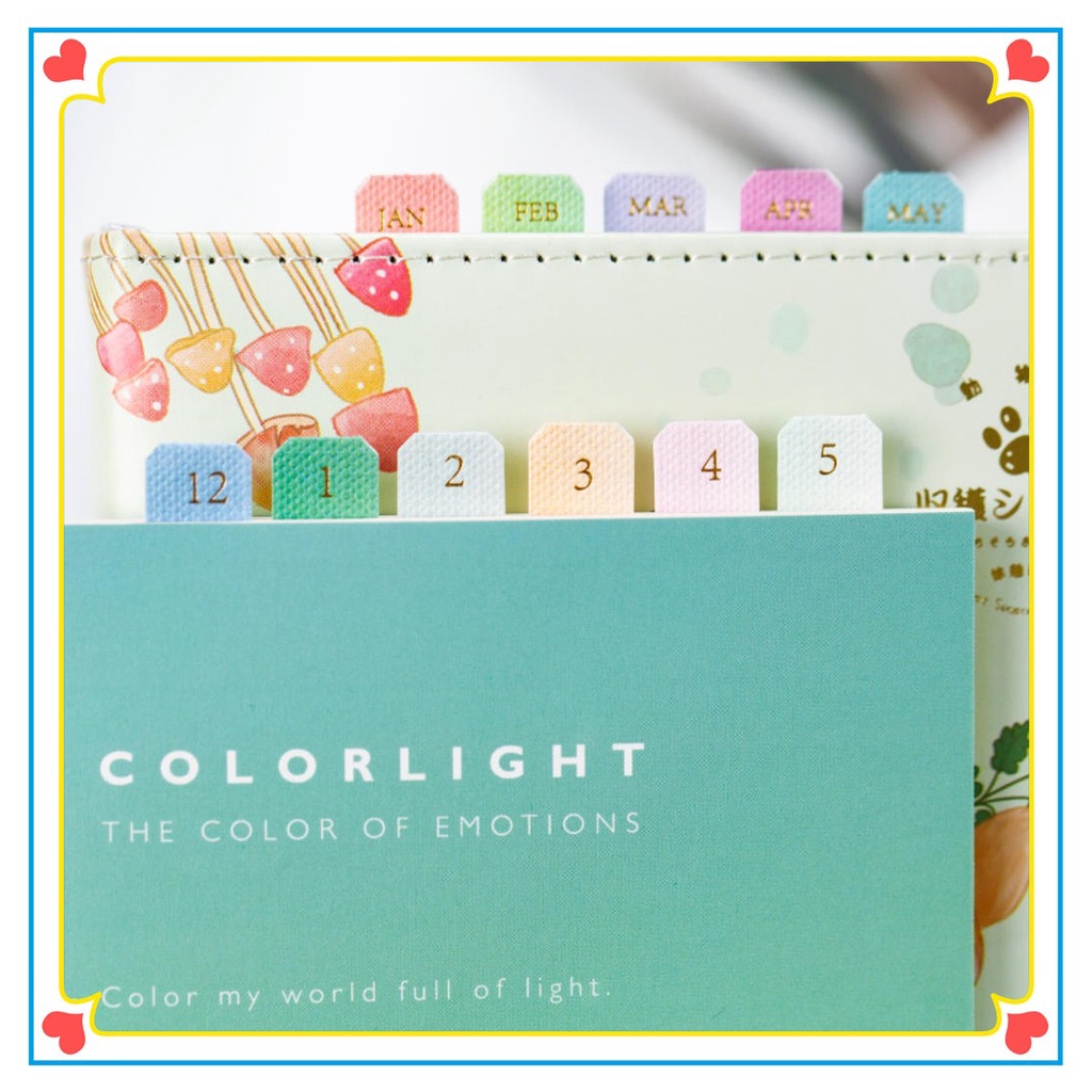 10 Sheets Self Adhesive Tabs Gradient Color Stickers Monthly Calendar ...