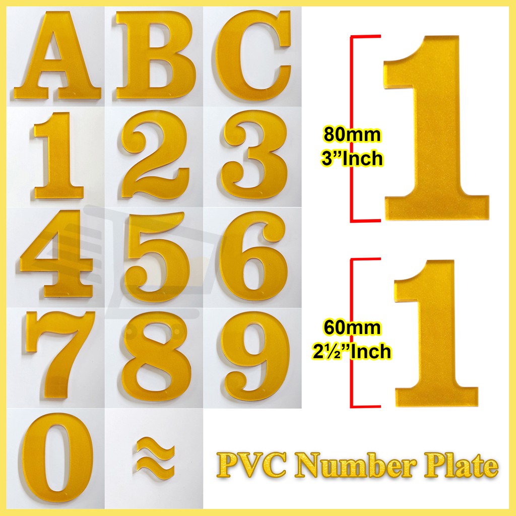 Gold PVC Number Plate / Numbering Sticker Nombor Pintu Rumah Emas ...