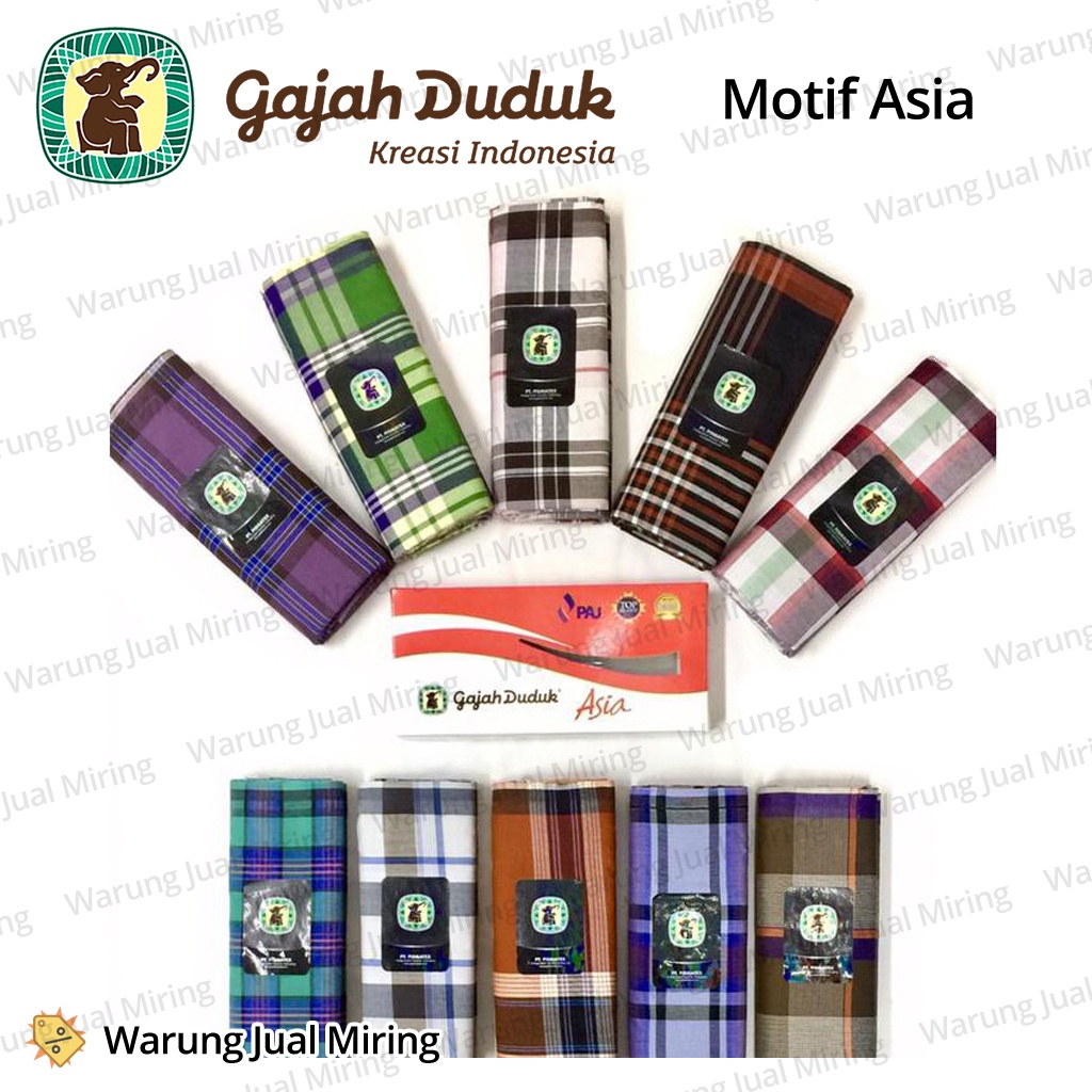 KATUN MERAH Sarong ELEPHANT SIDING Asia Nusantara Duplex Red and White ...