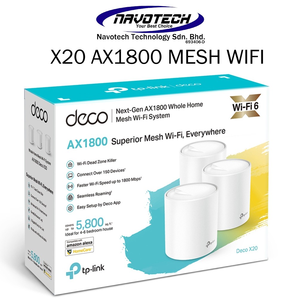 TP-Link Deco X20 AX1800 Wifi 6 Mesh Router Whole Home Wireless AX ...