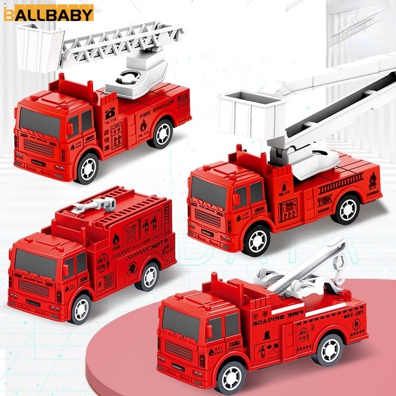 Pull Back Kid's Fire Fighting Toy Car Inertial Movable Ladder Fire ...
