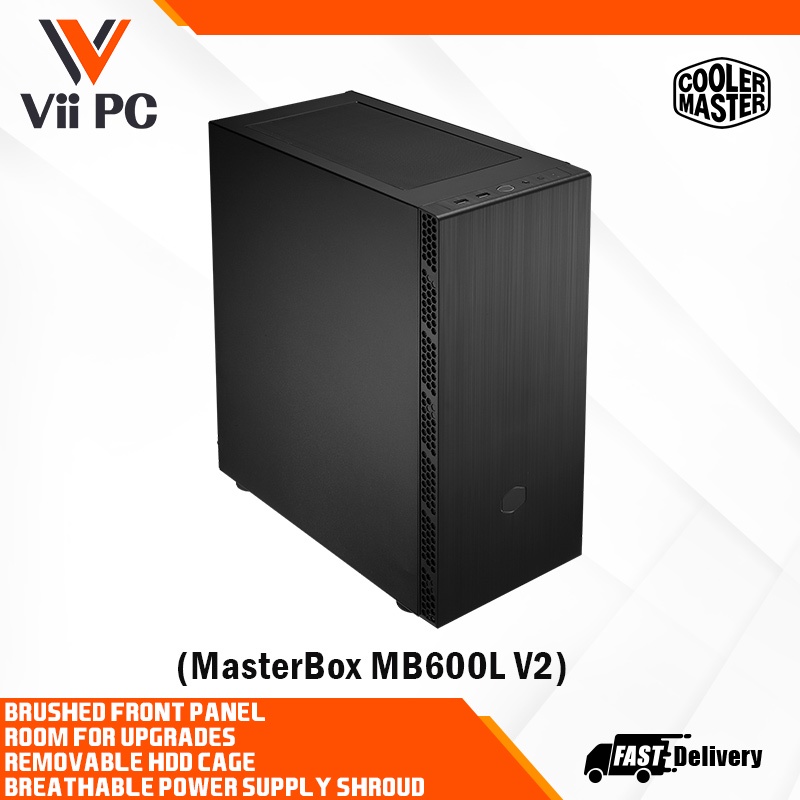 Cooler Master MasterBox MB600L Steel V2 ATX Case, Brushed Front Panel ...