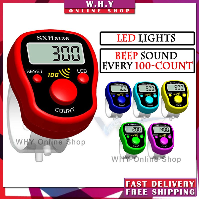 LED Digital Finger Tasbih Counter- Beep sound every 100 counts | Shopee ...