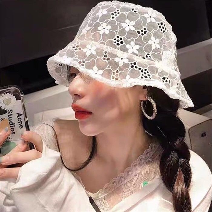 Korean Guima girl keeps beautiful lace flower fisherman's hat | Shopee ...
