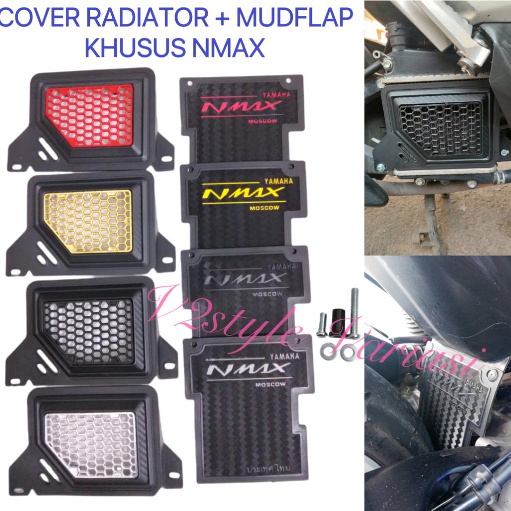 MESIN Package RADIATOR COVER+MUDFLAP CARBON NMAX RADIATOR Cap SET Bolt ...