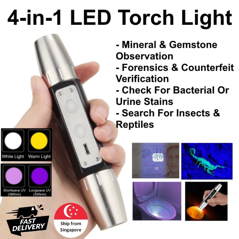 Gemstone UV LED Torchlight USB Waterproof Test Identify Counterfeit ...
