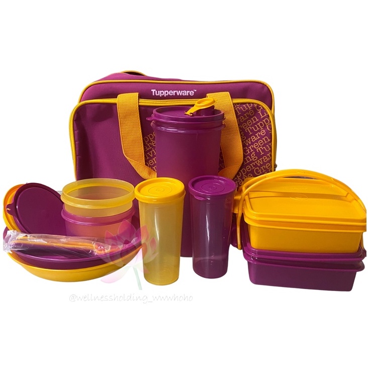 Tupperware Set - Bag Combo, Water Bottle, Lunch Box, Bowl, Fork & Spoon ...
