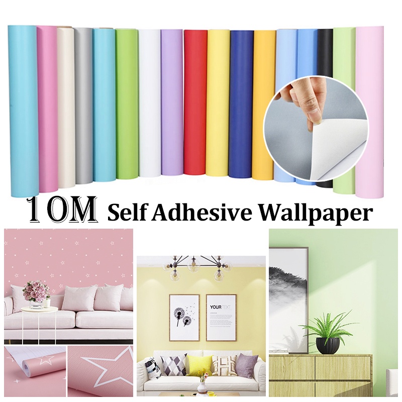 10M Macaron Solid Color Wallpaper Waterproof Self Adhesive Nordic Style ...
