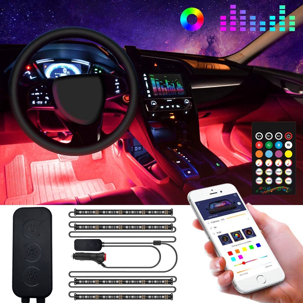 Car interior decoration light 8 Color Car LED Strip Light Waterproof ...