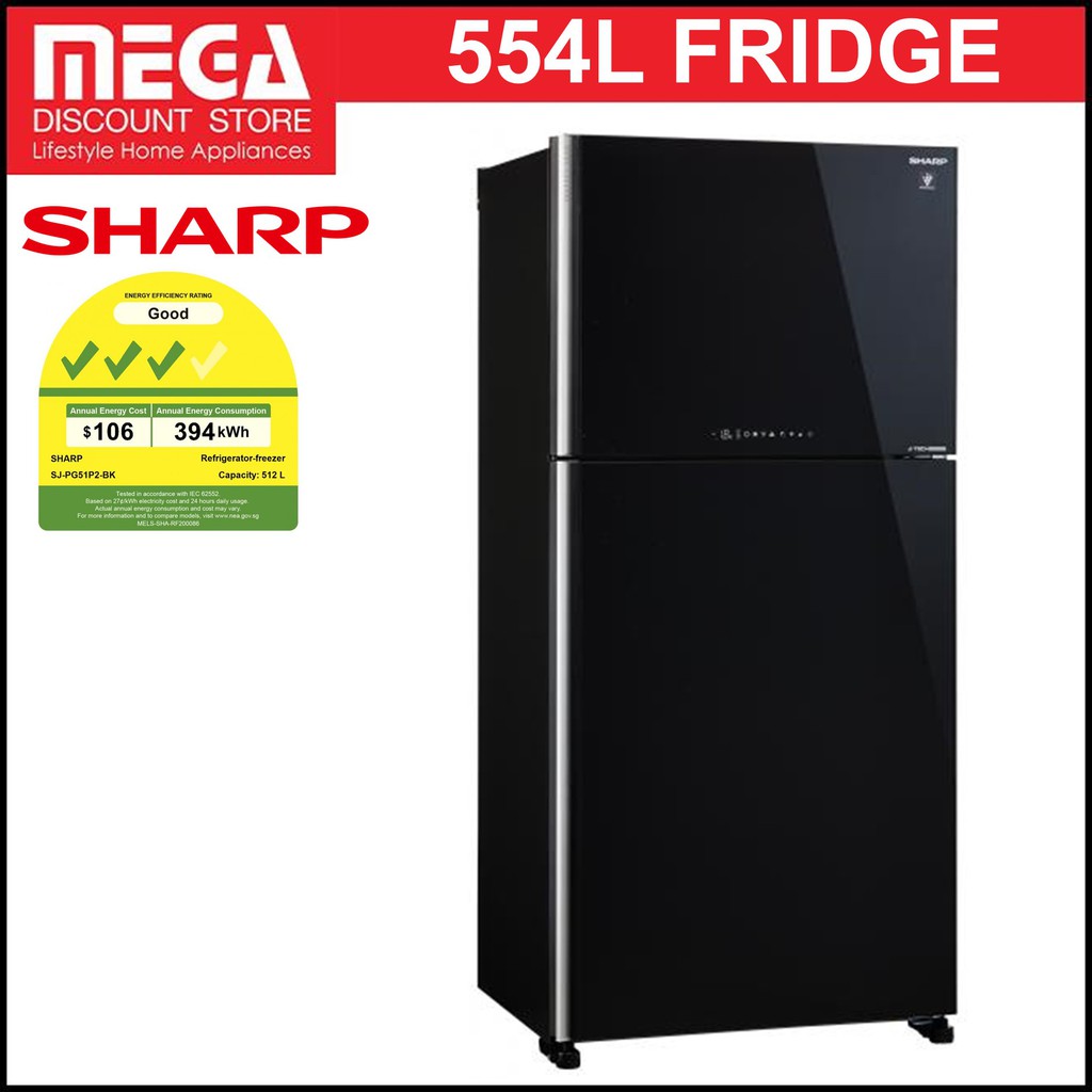 SHARP SJ-PG55P2 554L 2-DOOR FRIDGE | Top Freezer | 3 Ticks | Shopee ...