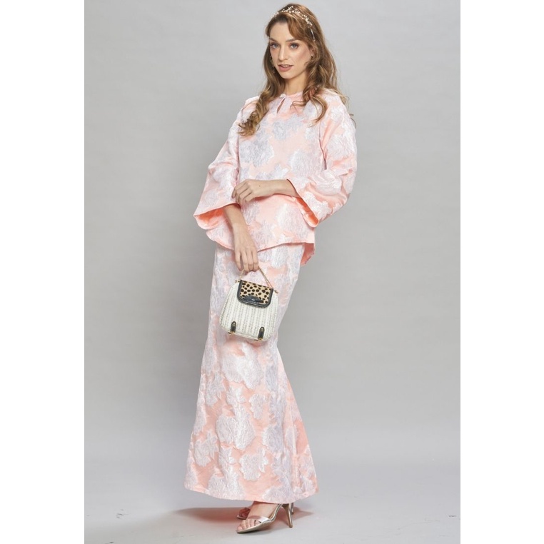 Loveaisyah Kedah Jacquard floral pastel Pink Modern Baju Kurung Hari ...