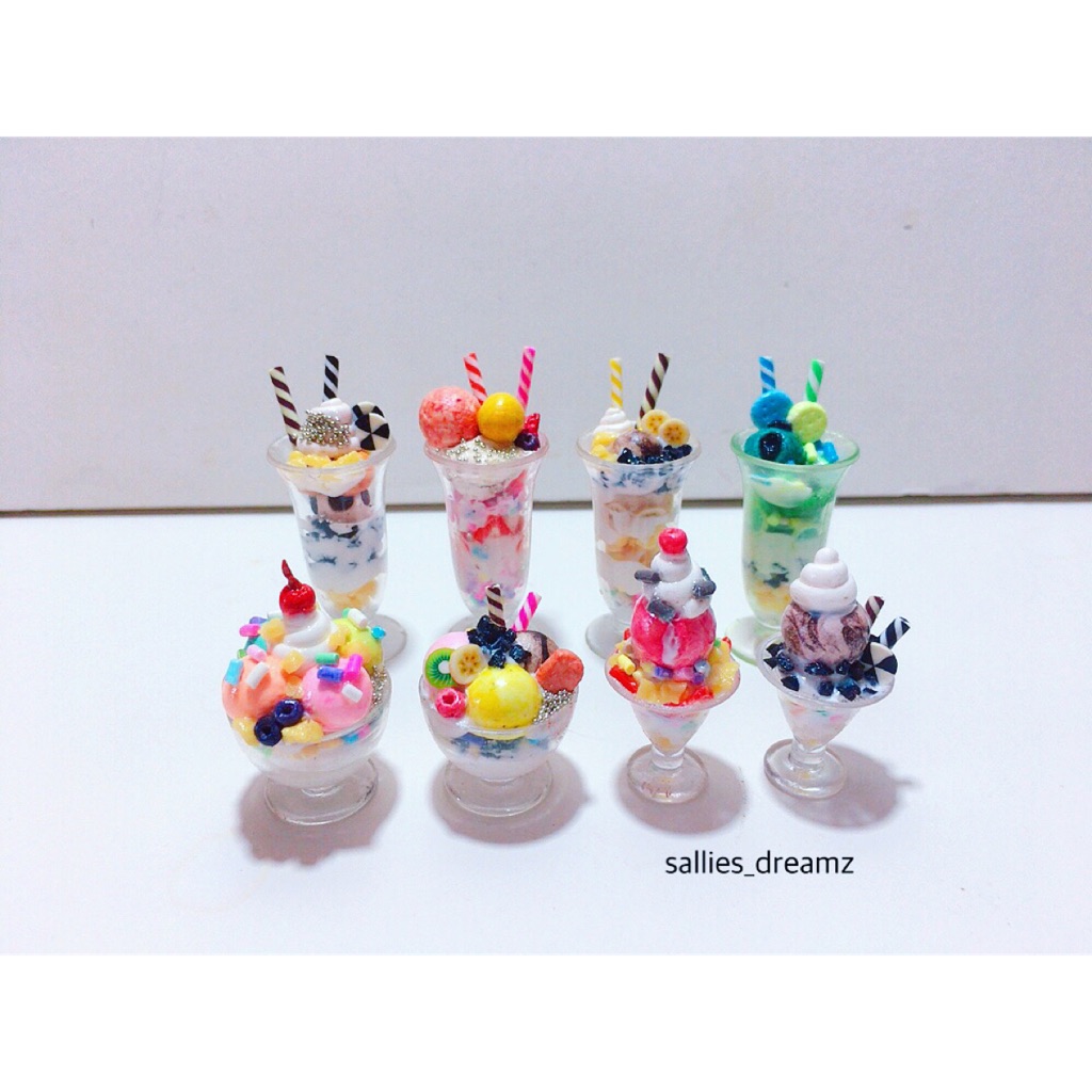 Miniature food ice cream sundae fullset + 1 free ice cream | Shopee ...