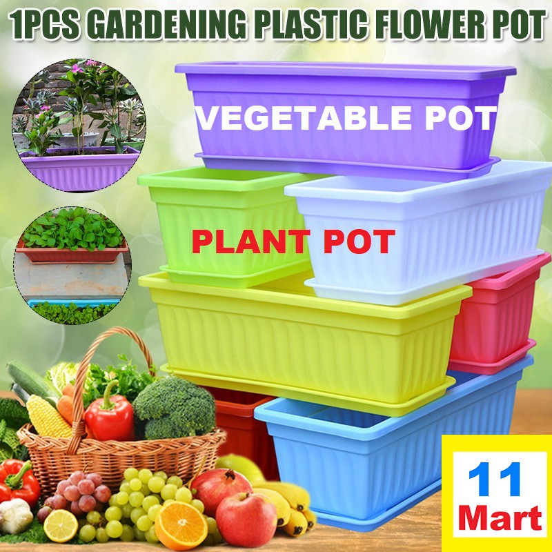 Plastic Rectangle Pots Planter Box For Plants & Vegetables Pot Flowers Pot Planting Plants ...