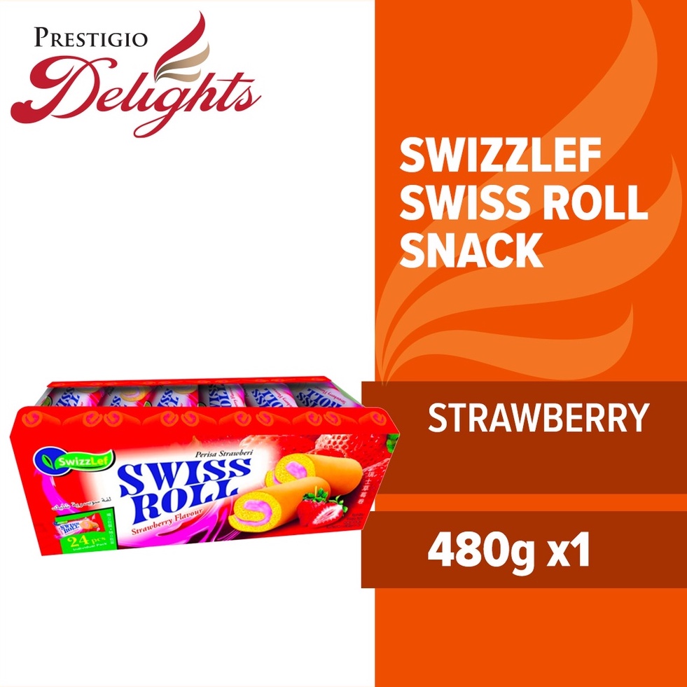 SwizzLef Swiss Roll Cake Strawberry Flavour 20g x 24pcs | Shopee Singapore