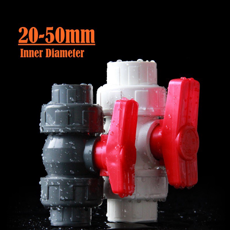 PVC Ball Valve Double Union PVC Pipe Fitting Aquarium Fish Tank Adapter ...
