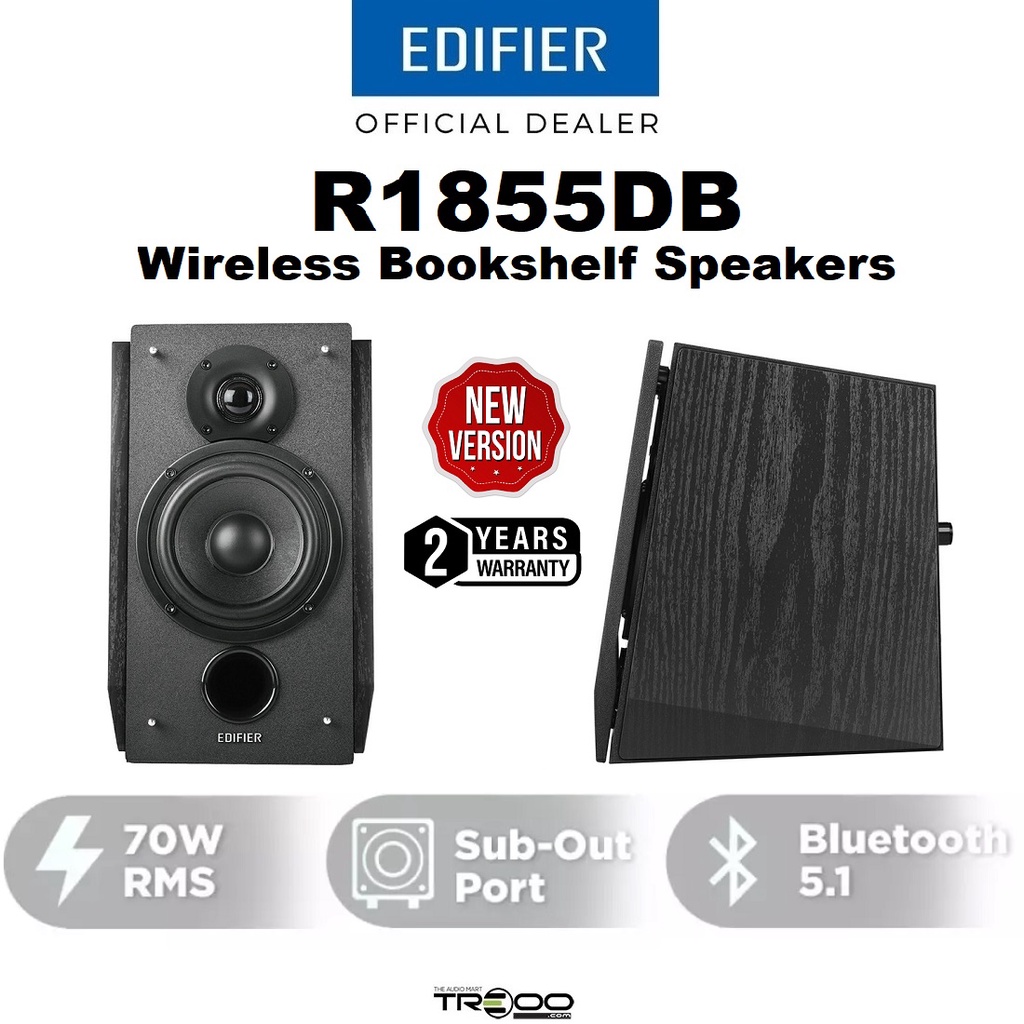 Edifier R1855DB Wireless Bluetooth v5.1 Desktop 2.0 Bookshelf Speakers ...