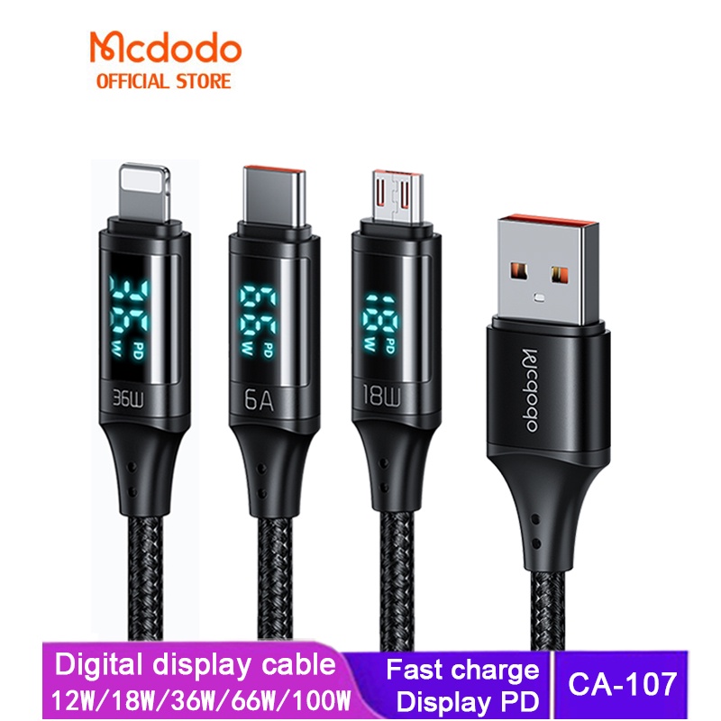Mcdodo 100W 36W PD Digital Display Super Charge Cable Fast Charging For iP 14 13ProMax 12 11 Xr ...
